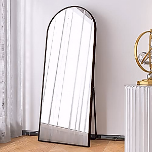 AXNOGAVH 65" X 24" Full Length Mirror, Arch Floor Mirror Aluminum Alloy Wall Mirror for Bedroom Dressing Room Black