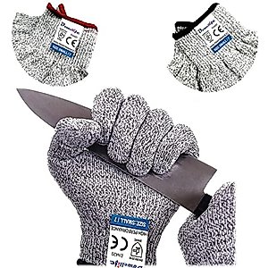 Dowellife Cut Resistant Gloves Food Grade Level 5 Protection, Safety Kitchen Cuts Gloves for Oyster Shucking, Fish Fillet Processing, Mandolin Slicing, Meat Cutting and Wood Carving. (X-Large-2 Pairs)