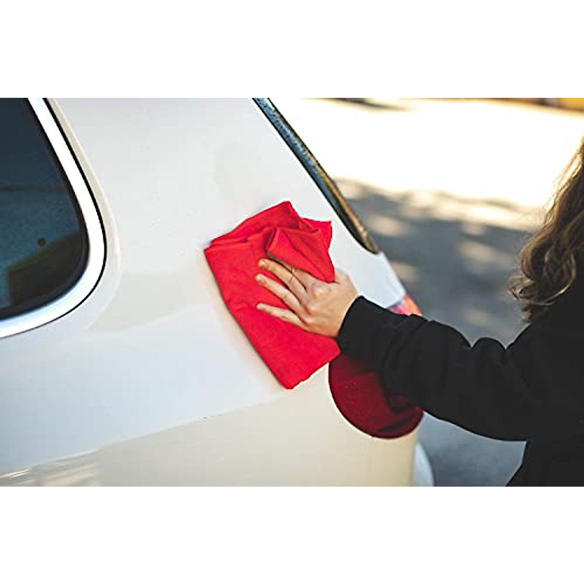 The Rag Company - Car Wash Towel - Professional Microfiber Auto Detailing and Drying Towels, Lint-Free, Streak-Free, Great for General Cleaning, 320gsm, 16in x 27in, Red + Grey + Black (6-Pack)