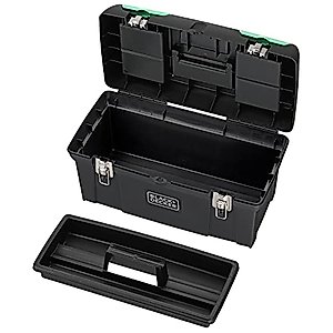 BLACK+DECKER reviva Toolbox Organizer, 19” with Built-In Lock, Made from Recycled Materials, For on the Go Use(REVST19129FF)