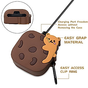 Powerbeats Pro Case, 3D Cute Cartoon Character Shockproof Protective Silicone Case Cover for Powerbeats Pro with Keychain for Girls Women Kids (Cookie Bear)
