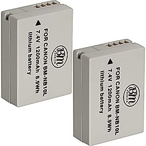 BM Premium (2 Pack NB-10L Battery for Canon PowerShot G1 X, G3-X, G15, G16, SX40 HS, SX50 HS, SX60 HS Digital Camera
