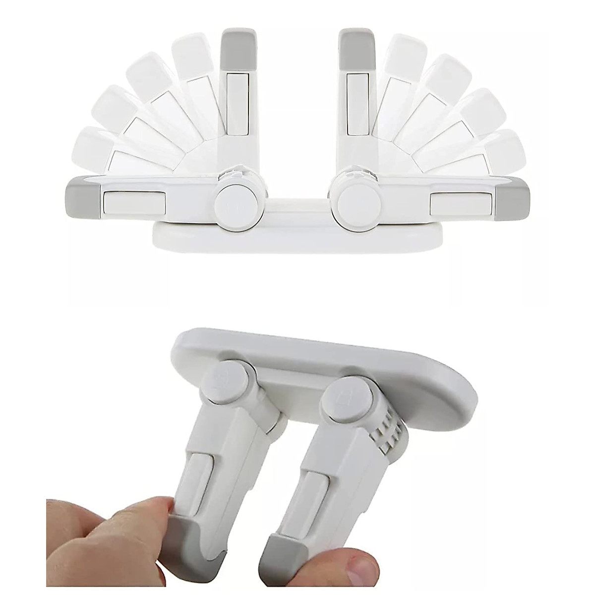 4 Pack, New and Improved Childproof Safety Door Lock, Prevents Toddlers from Opening Doors, BPA Free, 3M Adhesive, Easy to Install, No Drilling Needed.