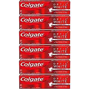 Colgate Optic White Whitening Toothpaste, Sparkling White - 5 Ounces (6 Pack)