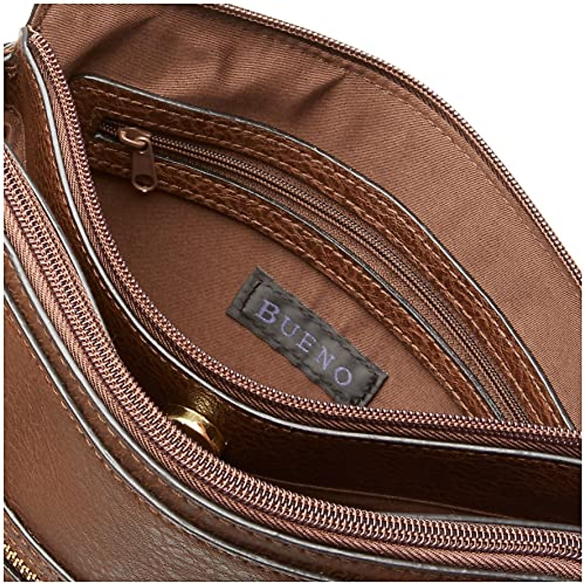 Bueno of California Elephant Grain Crossbody, Brown