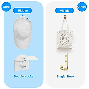 EWUHRY 16Pcs Hat Racks for Baseball Caps - Adhesive Wall Hooks for Baseball Hats Organizer, Headband Holder for Disney Mickey Ears, Cowboy Hat Hanger Wall Cap Display Rack for Closet Door