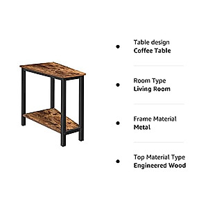 HOOBRO Wedge End Table, Recliner Wedge Side Table, Between Sofa, Chair, Wood Look Accent Table with Extra Bottom Shelf for Small Space, Condo, Apartment, Dormitory, Living Room, Rustic Brown BF64BZ01