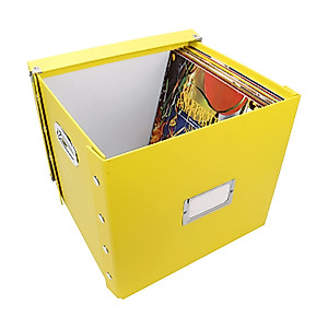 Snap-N-Store Vinyl Record Storage Box - 12" - 1 Pack- Crate Holds up to 75 Vinyl Albums - Yellow