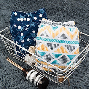 Babygoal Baby Reusable Neutral Cloth Diapers 6 Pack with 10pcs Inserts, One Size Adjustable Washable Pocket Nappy Covers for Baby Boys and Girls 6FN05