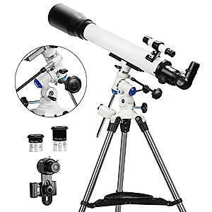 Telescopes for Adults, 70mm Aperture and 700mm Focal Length Professional Astronomy Refractor Telescope for Kids and Beginners - with EQ Mount, 2 Plossl Eyepieces and Smartphone Adapter