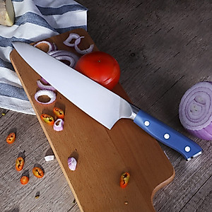TUO Chef Knife 8 inch, Pro Kitchen Cooking Knife Cutting Knife for Vegetable Meat, 440A Stainless Steel Sharp Knife with Ergonomic Blue ABS Handle, Full Tang with Gift Box