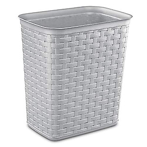 Sterilite 10346A06 3.4 Gallon/13 Liter Weave Wastebasket, Cement, 6-Pack