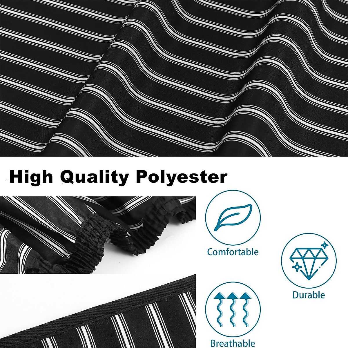 YELEGAI Professional Hair Cutting Cape with Neck Duster Brush, Large Size Salon Hairdresser Cape for Men, Women and Kids(Black With White Stripes)