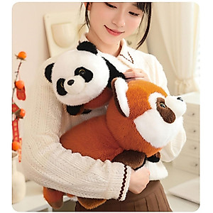 KOJAGARRI 2 in 1 Red Panda Plush Doll, 9.8inch Panda and Red Panda Combined with Dolls,Soft Cuddle Doll, Soft Pillow for Boys and Girls Birthday