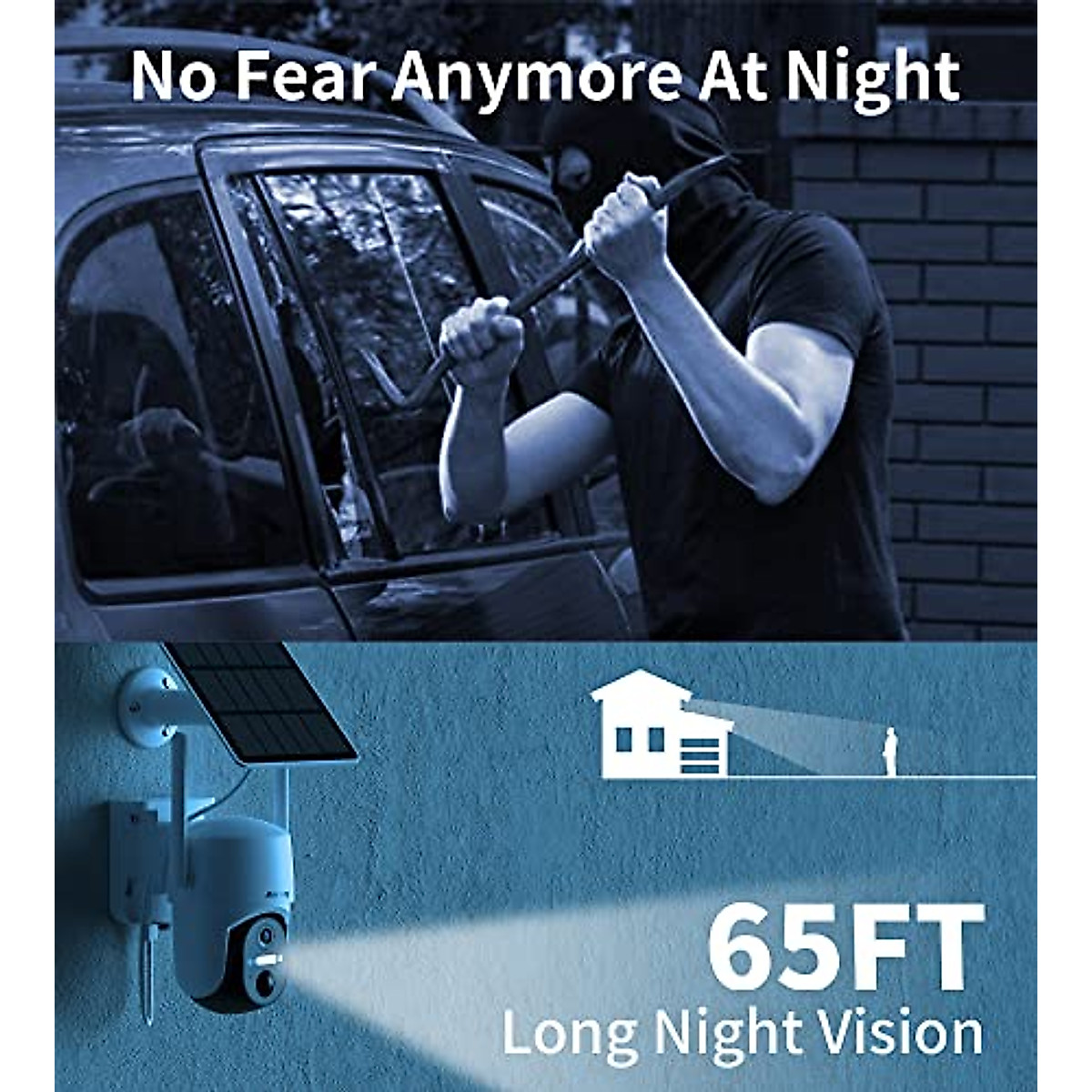 Ankway Solar Security Camera, 2K Wireless Outdoor Cameras with Smart App, Color Night Vision, 360° PTZ WiFi Camera for Video Surveillance, IP65, AI Detection, 2-Way Talk, 3.5W Solar Powered Panel