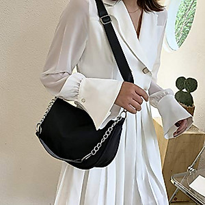 Women Chain Clutch Shoulder Bag Chain Crossbody Shoulder Purse Hipster Tote Handbags Silver Chain Clutch Purses Black for Girl Women Xmas Winter Holiday Christmas Decoration Gift