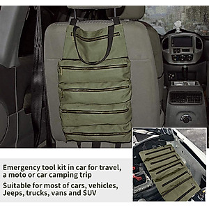 Super Roll Tool Roll,Multi-Purpose Roll Up Tool Bag, Wrench Roll,Canvas Tool Organizer Bucket,Car First Aid Kit Wrap Roll Storage Case,Hanging Tool Zipper Carrier Tote,Car Camping Gear