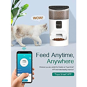VavoPaw 7L Automatic Cat Feeder, WiFi Enabled Smart Food Dispenser for Cats, Dogs & Small Pets with APP Control, Programmable Timer, Voice Recorder and Portion Control Up to 10 Meals per Day, White
