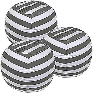 3-pack Stuffed Animal Storage Bean Bags for Kids Room 23" Empty Animal Beanbag Chair Covers Only Small Stuffed Animal Storage for Toddlers, Children, Boys, Girls Kids Room Decor, White Grey Stripes