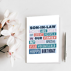 Qiliji Funny Son-In-Law Birthday Card, Happy Birthday Card for Son In Law, Bday Gift for Son In Law, You Are Special You Volunteered To Be In Our Family