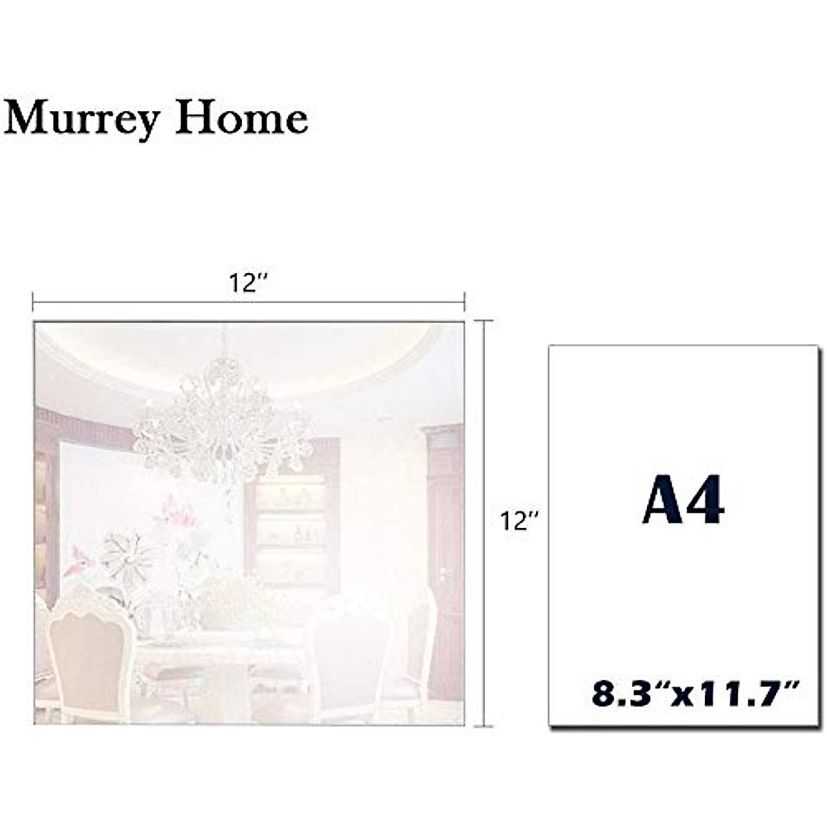 Murrey Home Gym Mirrors 12" Square Wall Mounted Mirror, Frameless Mirror Tiles for Wall Ceiling Candle Tray Wedding Centerpieces for Table, Set of 12, 2mm