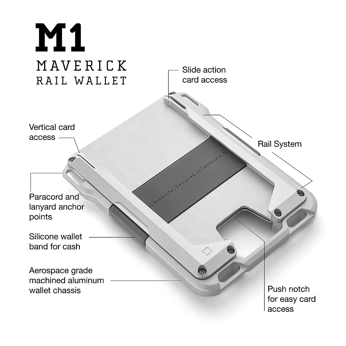 Dango Slim Minimalist Wallet - RFID Blocking, Satin Silver