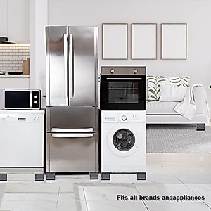 Anti Vibration Pads for Washing Machine - Double Heighten Washer and Dryer Pedestals High Hard Wearing Square Rubber Foot Pads, Noise Cancelling and Shock Support Protects Pedestals