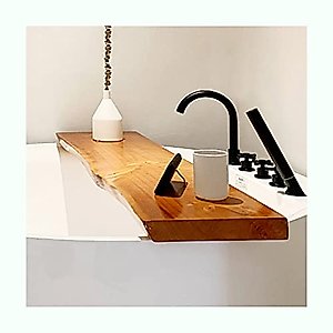 PENGFEI Bathtub Caddy Tray, Thicken 5cm Home Waterproof Solid Wood Bath Tub Table Shelf, Caddy Tub Holder Reading Rack for Tablet Books Candles, Easy to Clean (Size : 80x30cm)