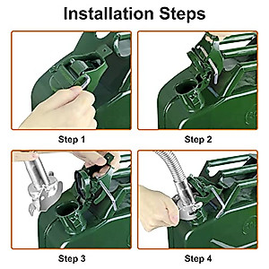 Gas Can with Flexible Spout System, 5 Gallon Metal Fuel Can, Cold-Rolled Plate Petrol Diesel Storage Portable Tank, Gasoline Bucket for Car Truck Off Road Emergency Supply Boat, Green