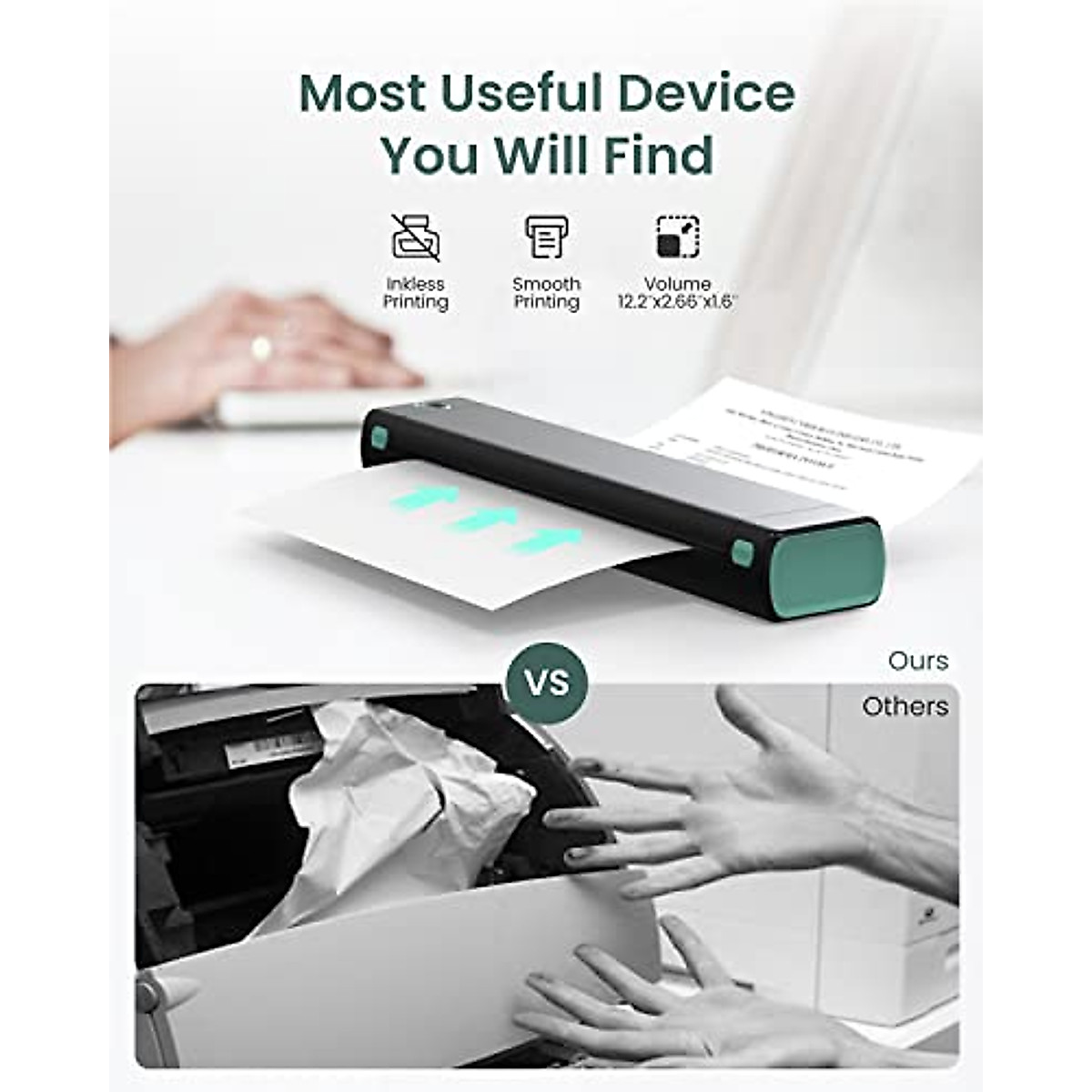 Phomemo M08F A4 Portable Thermal Printer, Supports 8.26"x11.69" A4 Thermal Paper, Wireless Mobile Travel Printers for Car & Office, Bluetooth Printer Compatible with Android and iOS Phone & Laptop