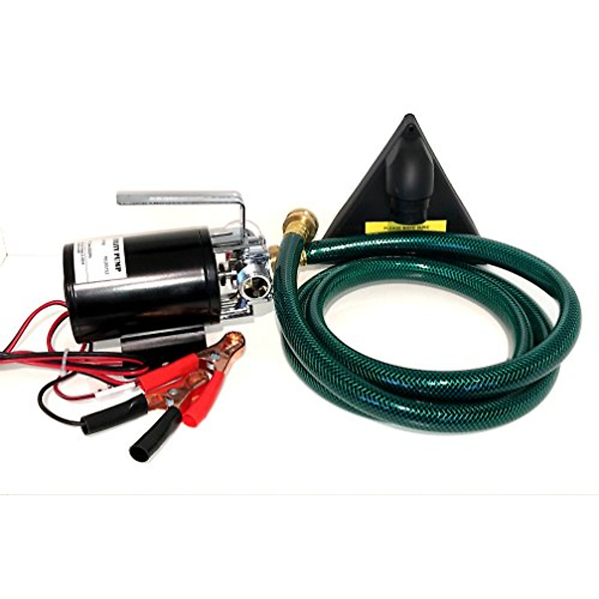 12-volt DC 1/10th HP 330 GPH Battery Powered Portable Mini Water Transfer Utility Pump with Metal Connectors for Standard 3/4" Garden Hose Great for removing water from Boats Water Yard or Garden