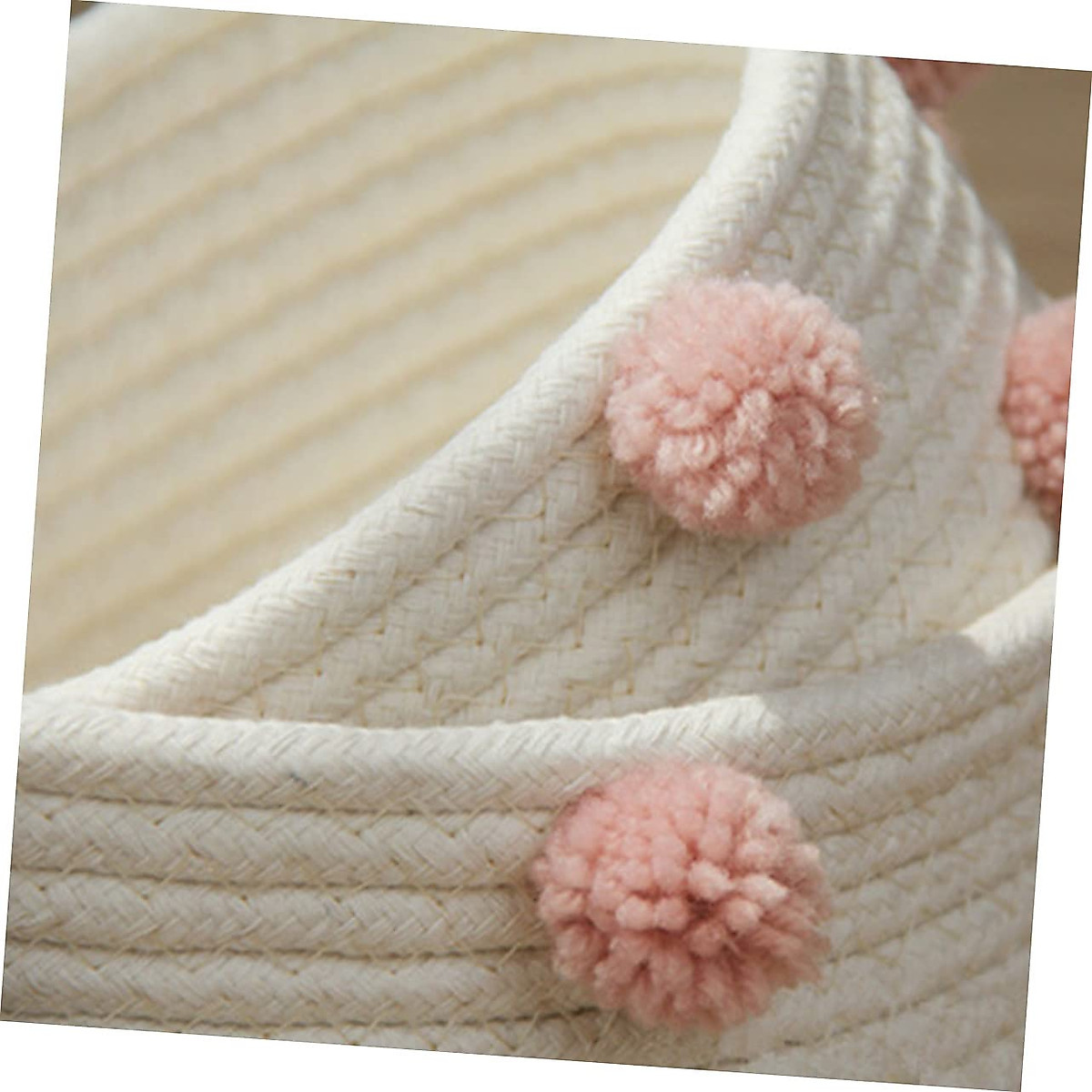 ABOOFAN Storage Basket Boho Basket Storage Shelf Clothes Container Shelf Storage Rack Woven Laundry Baskets Sundry Cosmetic Storage Holder Shelf Basket Pink To Weave Cotton