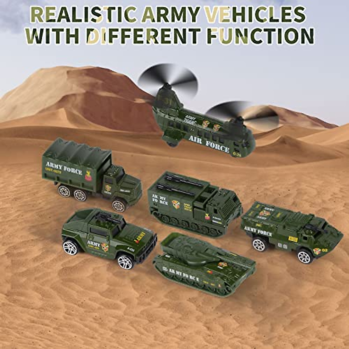 COVTOY Military Toy Tank Set for Kids, Military Transport Tank and 6PCS Army Vehicles, Tank & Vehicle Playset with 3 Sound and Launcher, Birthday Gift for Boys 3-5 Years Old