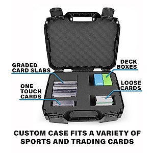 CASEMATIX Graded Card Case Compatible with 60+ BGS PSA FGS SGC Graded Sports Trading Cards, Rugged Graded Slab Card Storage Box with Custom Card Carrying Case Impact Absorbing Dual Foam Slots