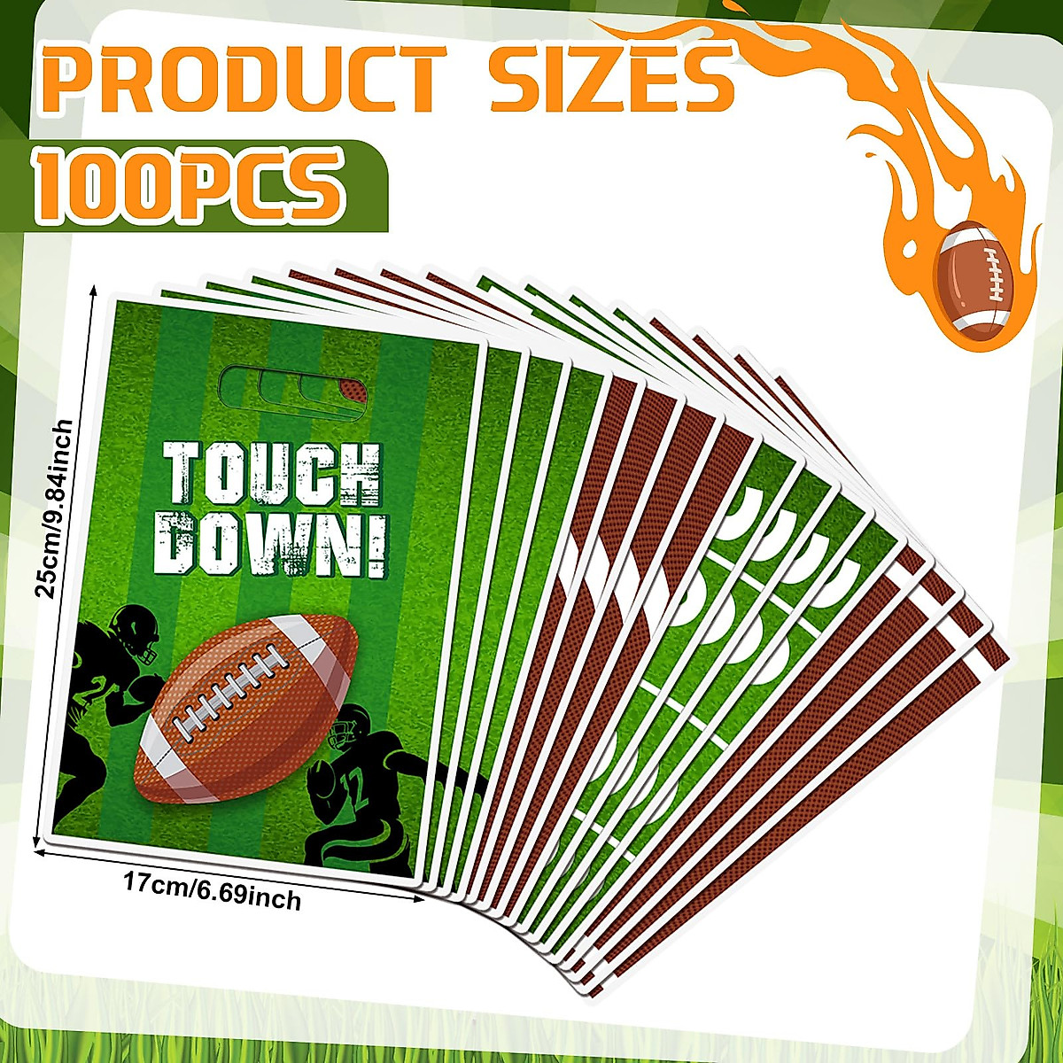 Pajean 120 Pcs Football Party Bags Football Plastic Treat Bags Football Gift Bags Football Goody Candy Bags Sport Favor Bags for Football Themed Party Decorations Football Bowl Party Supplies