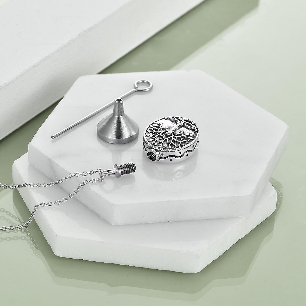 ONEFINITY Unisex Urn Necklaces for Ashes Sterling Silver Tree of Life Cremation Memory Jewelry for Women Men