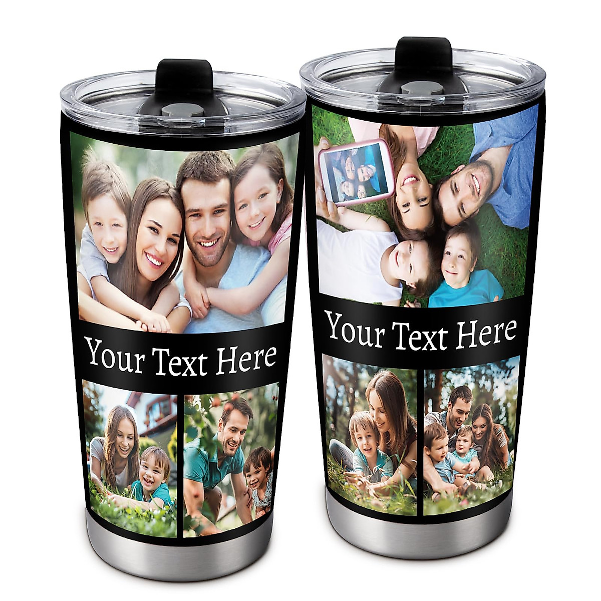 Personalized Coffee Tumbler With Pictures and Texts, Custom 20oz Insulated Travel Cups with Lids, 20oz Custom Stainless Steel Mugs, Gift for Wedding, Anniversary, Birthday…