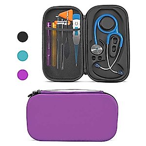 Travel Carrying Case Bag for ADC/Omron/MDF Stethoscope & Nurse Accessories Extra Room with Mesh (Purple)