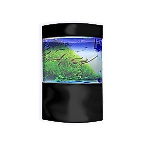 Penn-Plax Water World Luxury Large Bow Front Acrylic Aquarium with Built-in Stand and Storage Top (LM2) – 360° View – Great for Freshwater and Saltwater Fish – 58 Gallons