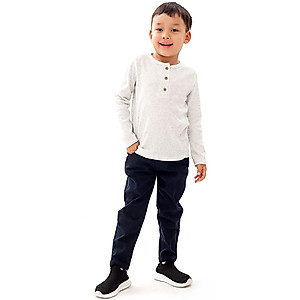 Enfants Chéris Toddler Long Sleeve Henley Boys Girls Ribbed Shirt Light Grey 3T