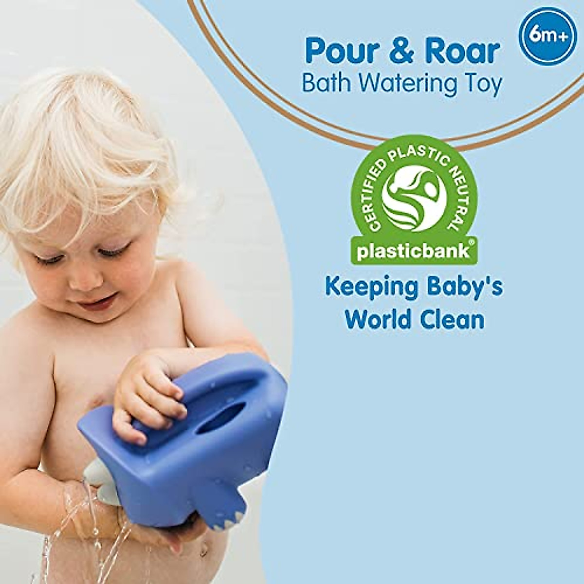 Dr. Brown's Baby and Toddler Toothbrush, Green and Orange Dinosaur 2-Pack, 1-4 Years, and CleanUp Pour & Roar Watering Can, Baby Bath Essentials Kids Toy, 6+ Months BPA Free, Certified Plastic Neutral