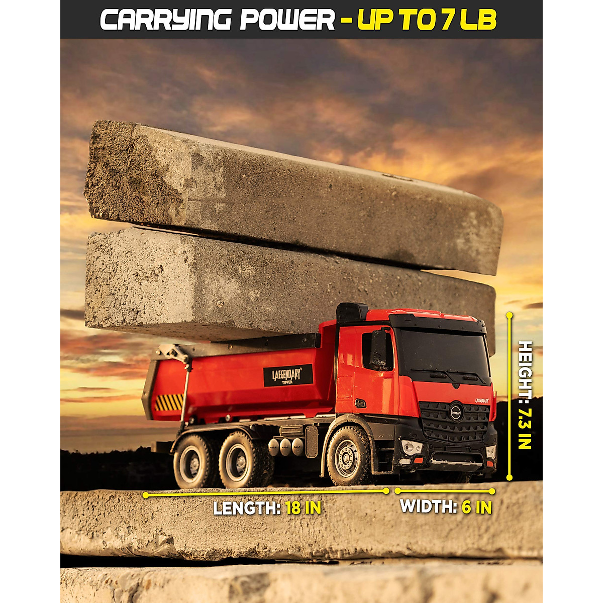 LAEGENDARY 1:14 Scale Large RC Excavator for Boys and Adults – Compatible with Excavators RC Construction Vehicles - 10 Channel Full Functional - Metal and Plastic Parts – 2 Batteries, 2 Chargers