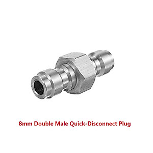 Flylock Universal 8mm Double Male Stainless Steel Quick-Disconnect Plug Adapter for PCP Paintball Airsoft Air Gun Tool