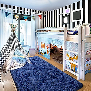 Kelarea Super Soft Shaggy Rug Fluffy Bedroom Carpets, 3x5 Feet Navy Blue, Modern Indoor Fuzzy Plush Area Rugs for Living Room Dorm Home Decorative Kids Girls Children's Floor Rugs