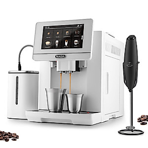 Zulay Magia Super Automatic Coffee Espresso Machine - Frother Handheld Foam Maker for Lattes - Espresso Coffee Maker With Easy To Use 7” Touch Screen & Executive Milk Frother with Stand