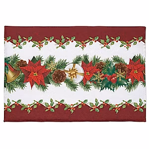 Christmas Poinsettia Red Flower Berry Pine Cone Gift Bath Mat,Bathroom Non-Slip Absorbent Rug,Bathroom Decor Microfiber Memory Foam Soft Rug Bath Mat Doormat 16x24Inch