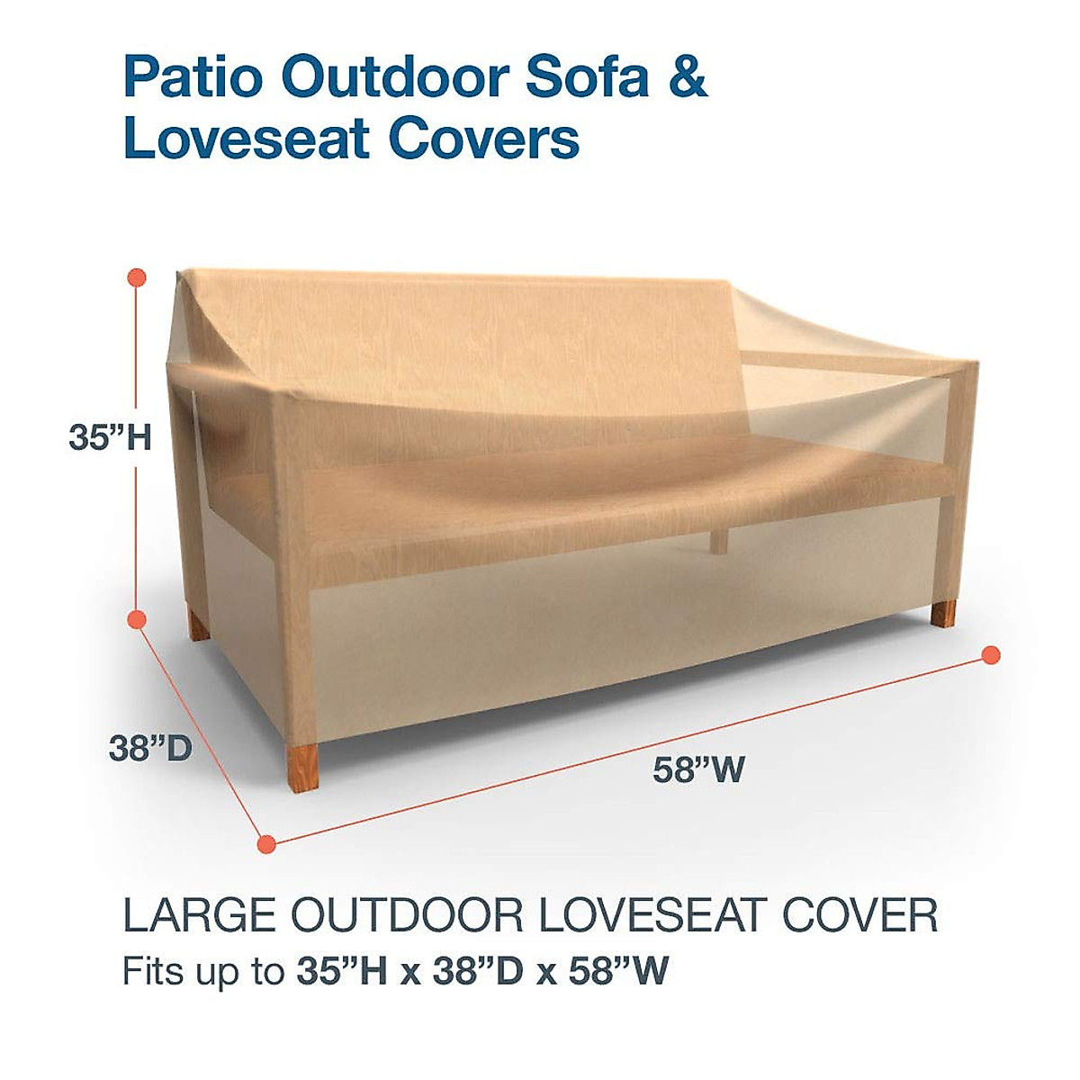 EmpirePatio Classic Nutmeg Outdoor Patio Loveseat Cover, 35" H x 58" W x 38" Deep