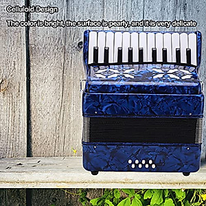 Accordion, 22 Keys 8 Bass Exquisite Celluloid Piano Accordion with Adjustable Straps, International Standard Professional Tuning Musical Instrument for Beginners Adults Stage Performance(Navy blue)