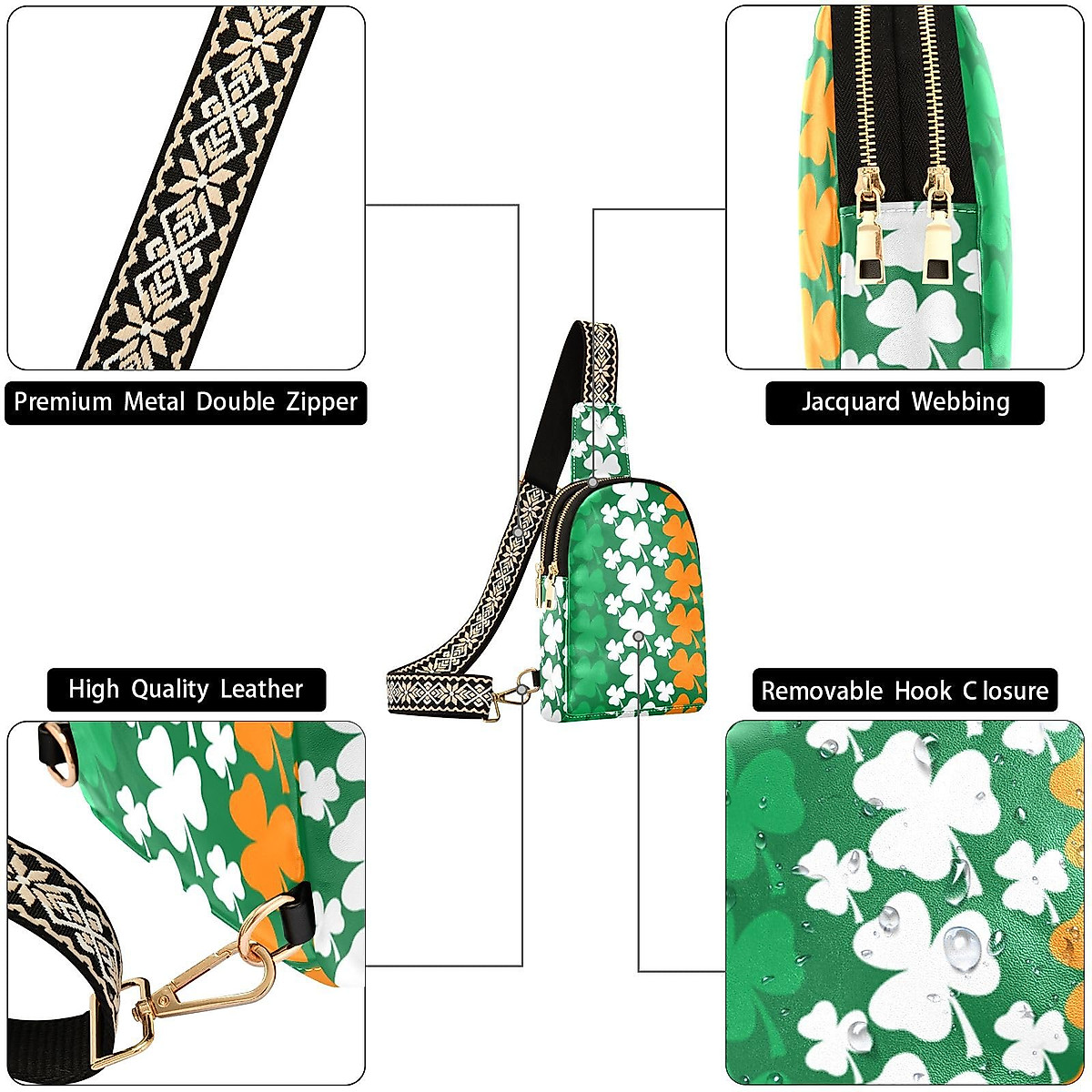 Augenstern Women Crossbody Sling Backpack Patricks-day-irish-flag Girl Chest Bag Daypack for Hiking Traveling