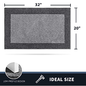 PURRUGS Dirt Trapper Door Mat 20" x 32", Non-Slip/Skid Machine Washable Entryway Rug, Shoes Scraper, Throw Rug, Super Absorbent Area Rug for Muddy Wet Shoes and Paws, Light Grey & Grey
